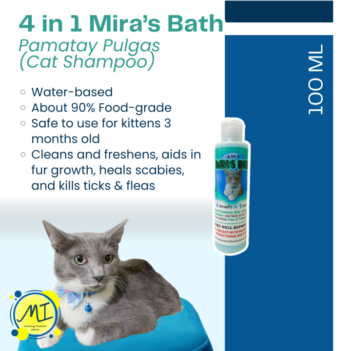 100 ML 4 IN 1 MIRA'S BATH // cat shampoo // pamatay pulgas // shampoo ...