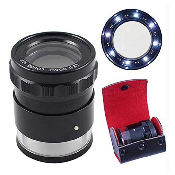 (IPSY) LED Scale Loupe 10X Illuminated Desktop Magnifier Metal ...