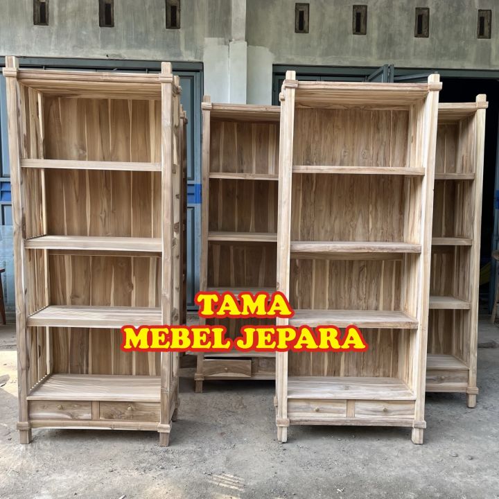 Rak Buku Rak Hias Susun Minimalis Kayu Jati Mentahan Rak Buku Jati Rak ...