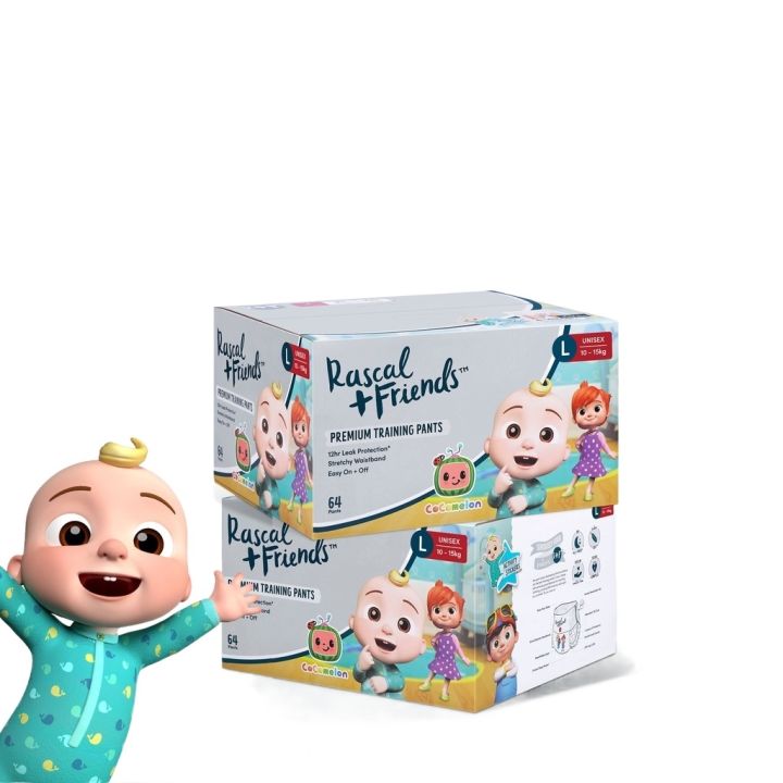 Rascal Friends Cocomelon Large Diaper Pants Box Of 2 128 Pads diaper ...