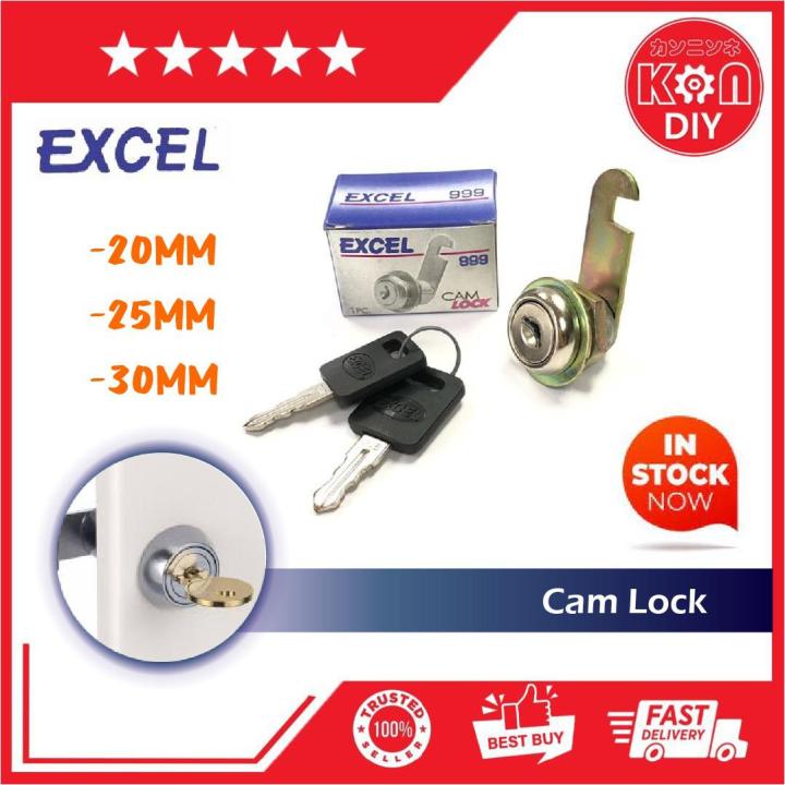 EXCEL 999 CAM LOCK 20MM 25MM 30MM LOCK DRAWER/LOCKER LOCK/KUNCI LOCKER ...