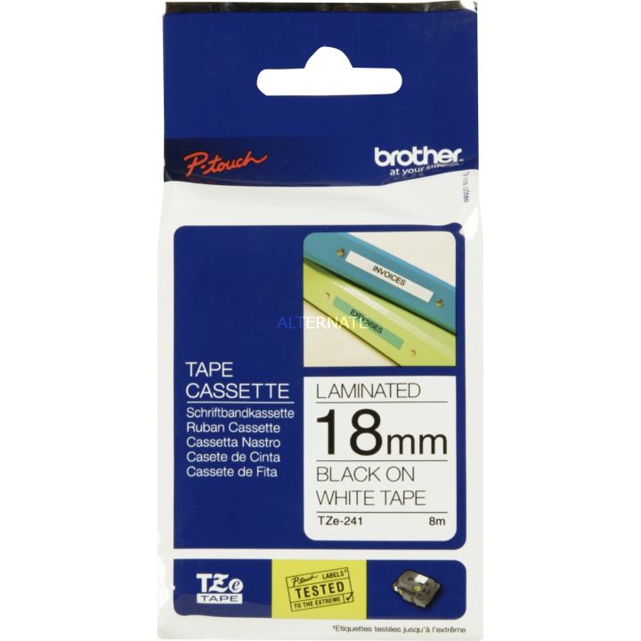 Brother P-Touch TZe-241 Tape Cassette 18mm (Black on White) | Lazada PH