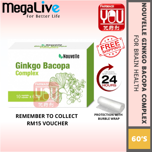 Megalive Nouvelle Ginkgo Bacopa Complex 60's Capsule | For Brain Health ...