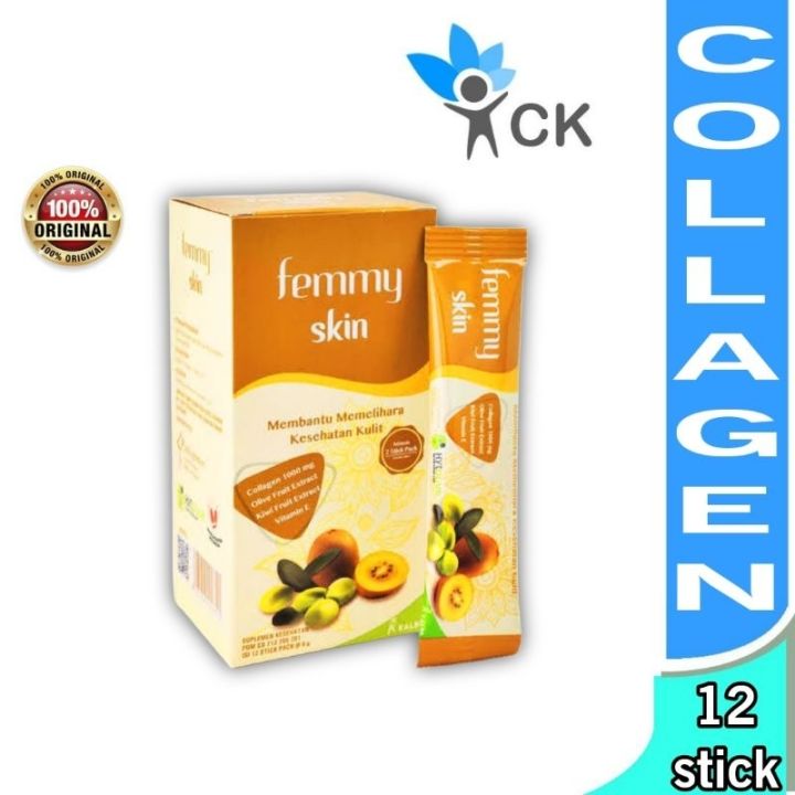 FEMMY SKIN BOX ISI 12 stick pack - minuman collagen dengan olive oil ...