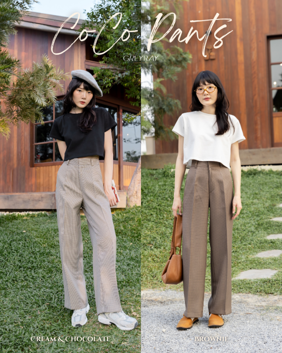 Coco Pants กางเกงขายาวทรงกระบอก ลายสก็อตชิโนริ | Lazada.co.th