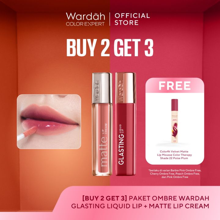 PAKET OMBRE Wardah Glasting Liquid Lip + Matte Lip Cream | Lazada Indonesia
