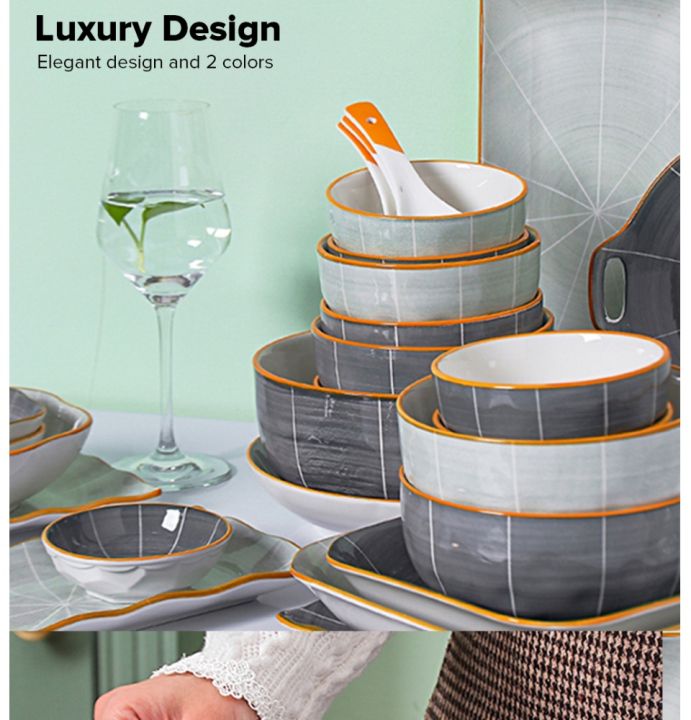 Locaupin Microwavable Oven Safe Porcelain Dinnerware Serving Plate Bowl ...