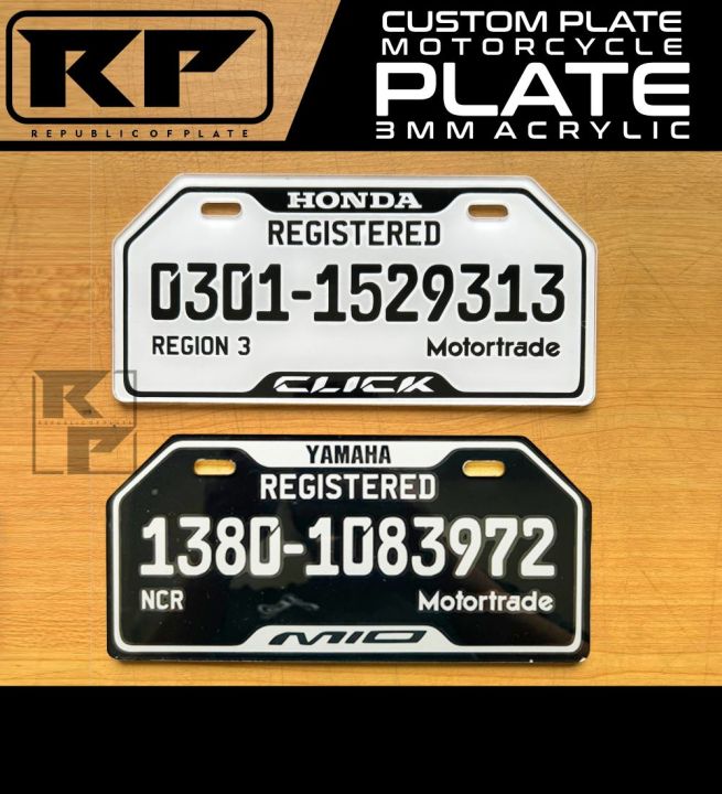 Custom Motorcycle Plate Black and White 3mm Acrylic | Lazada PH
