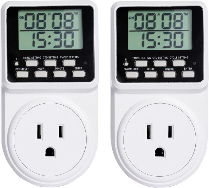 Indoor Digital Infinite Repeat Cycle Intermittent Outlet Timer Plug 24 Hour Programmable Timed ...