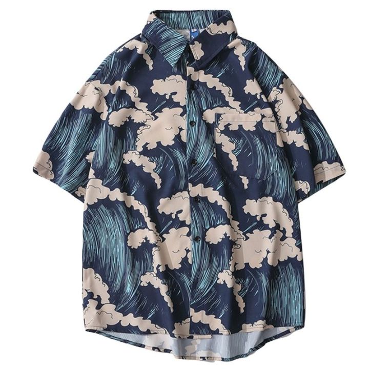 【kin18】เสื้อสงกรานต์ เสื้อฮาวาย เสื้อลายดอก ผ้าCotton สีสันสดใส รุ่น NS ...