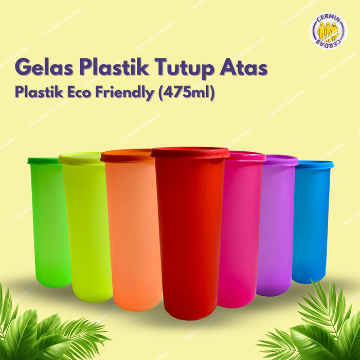 CERMIN CERDAS Gelas Tutup Tempat Botol Minum 475 ML Souvenir Plastik ...