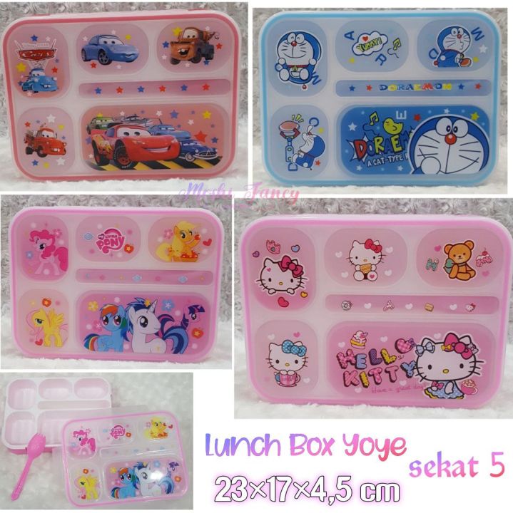 Tempat Makan Yoye Sekat 5 / Tempat Makan Yoye Besar / Lunch Box Misting ...