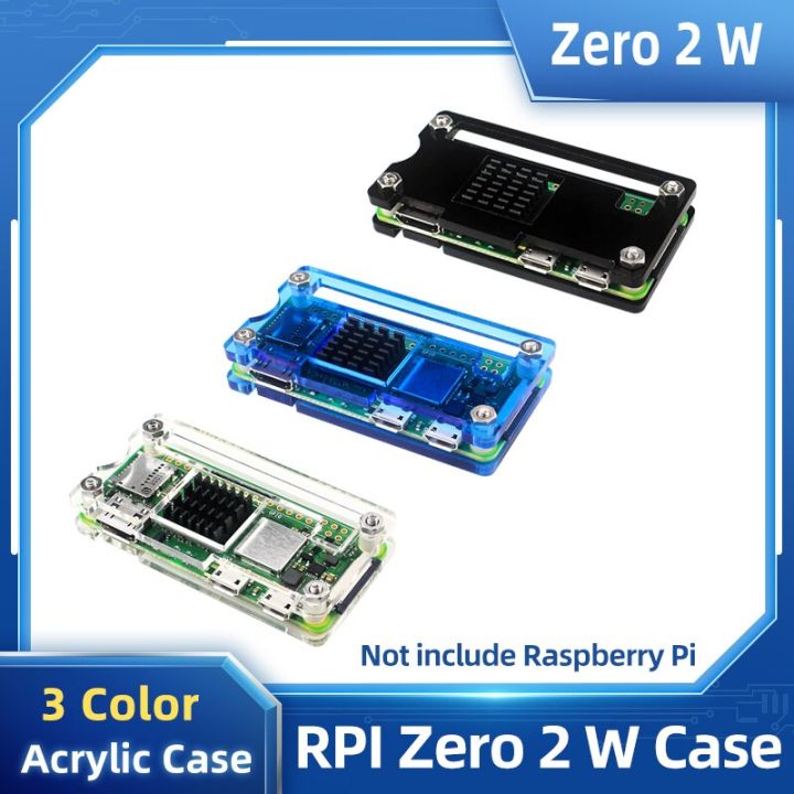 ราสพ์เบอร์รี่ Pi Zero 2 W เคสอะคริลิคเปลือกสีดำสีน้ำเงินใสแผงระบายความ ...