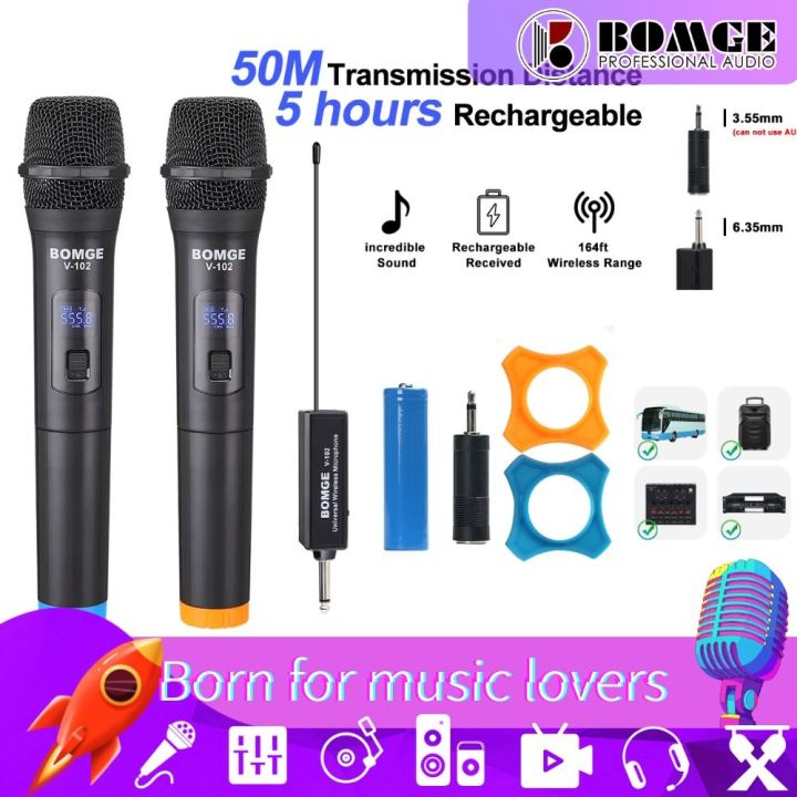 BOMGE Wireless Microphone system 2 Handheld Microphone DVD Mic System ...