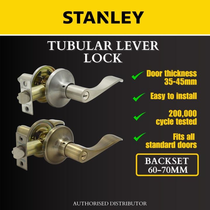 Stanley Tubular Lever Lock/ Backset 60/70mm Entrance/ Room Door Lock ...