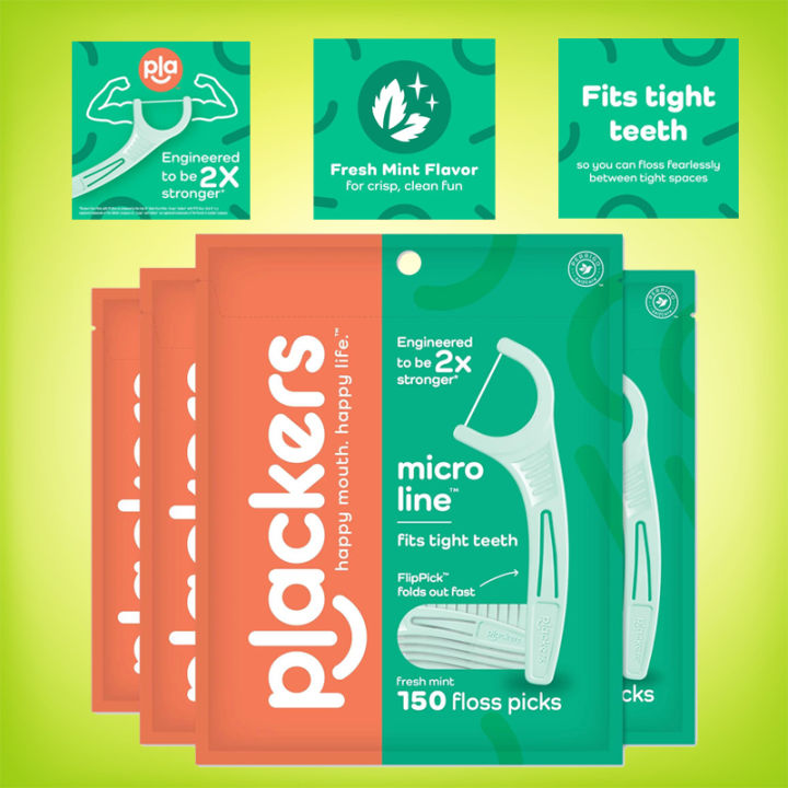 Plackers floss Micro Mint Dental Flossers Fold-Out Toothpick Fresh Mint Flavor | Lazada.co.th