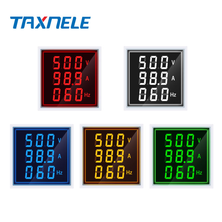 Mini Digital Voltmeter Ammeter 22mm Square AC 60-500V 0-100A 20-75Hz ...