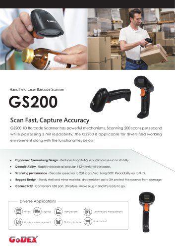 GODEX GS200AS Hand Held Laser Scanner | Lazada