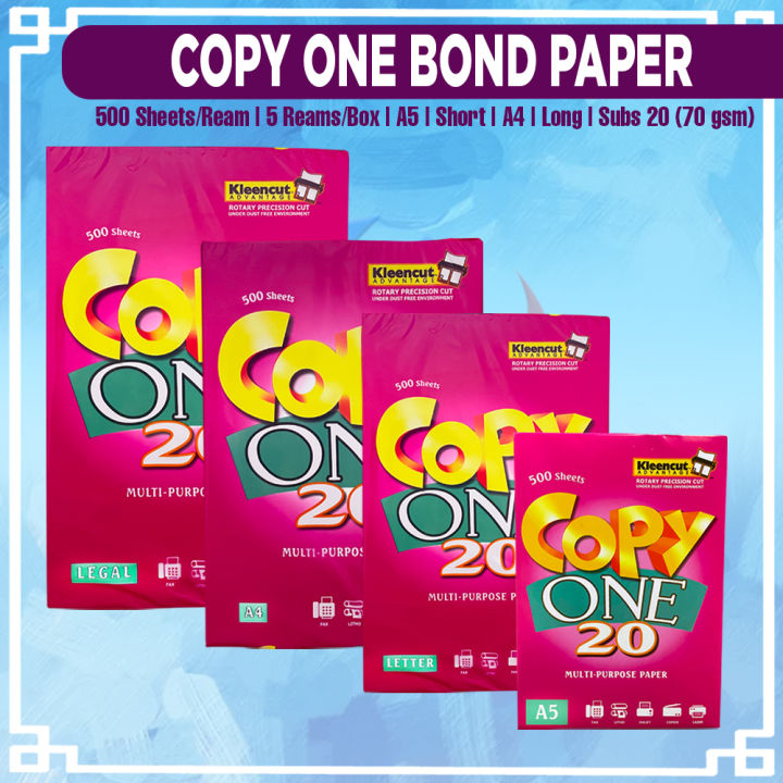 Print Digital Copy One Bond Paper 70gsm Short | A4 | Long Size (500 ...
