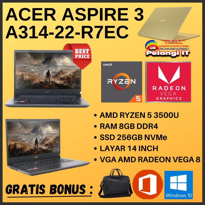 Laptop Gaming Acer Aspire 3 A314-R7ec Ryzen 5-3500u 8gb Ssd 256gb 14 ...