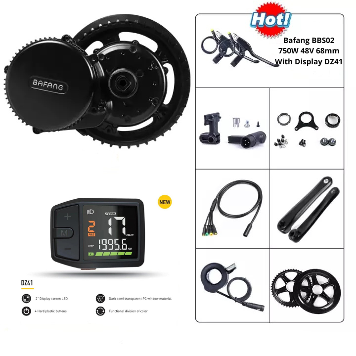 Bafang Mid Drive E-Bike KIT Motor BBS02 750W 48V 68mm LCD, Paket Dengan ...