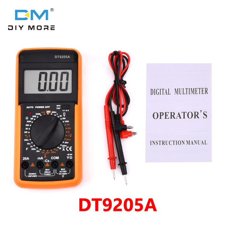 【100% Original】diymore Digital DT9205A Multimeter LCD AC/DC Ammeter Voltmeter Ohmmeter ...