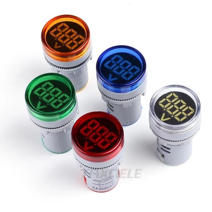 22mm DC 6-100V Voltmeter Round Mini LED Digital Voltage Indicator ...