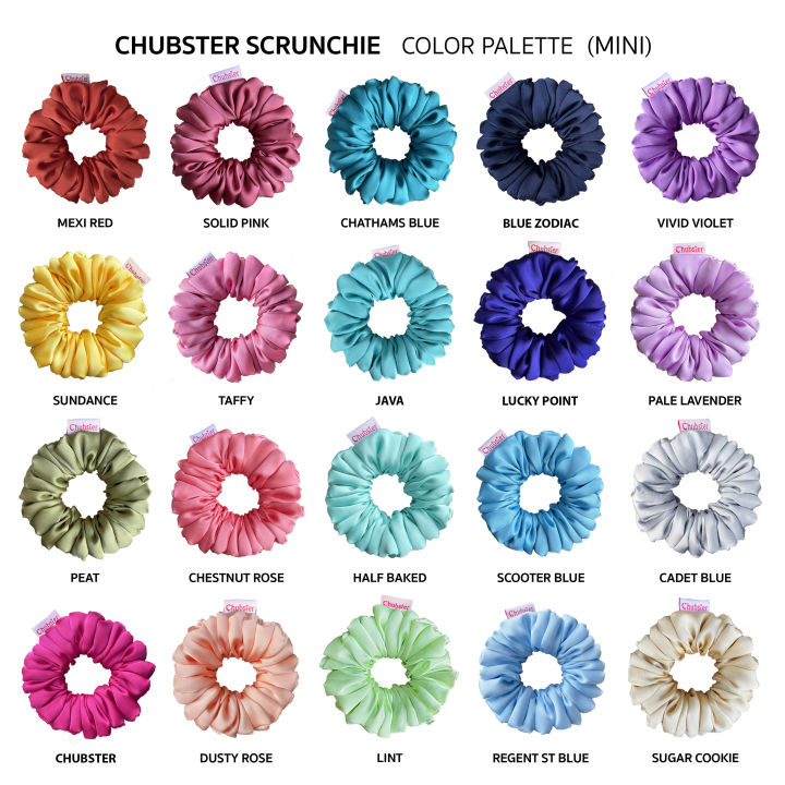 Color Palette mini-10cm. ยางมัดผม ผ้าซาติน Scrunchies ยางรัดผมโดนัท ...