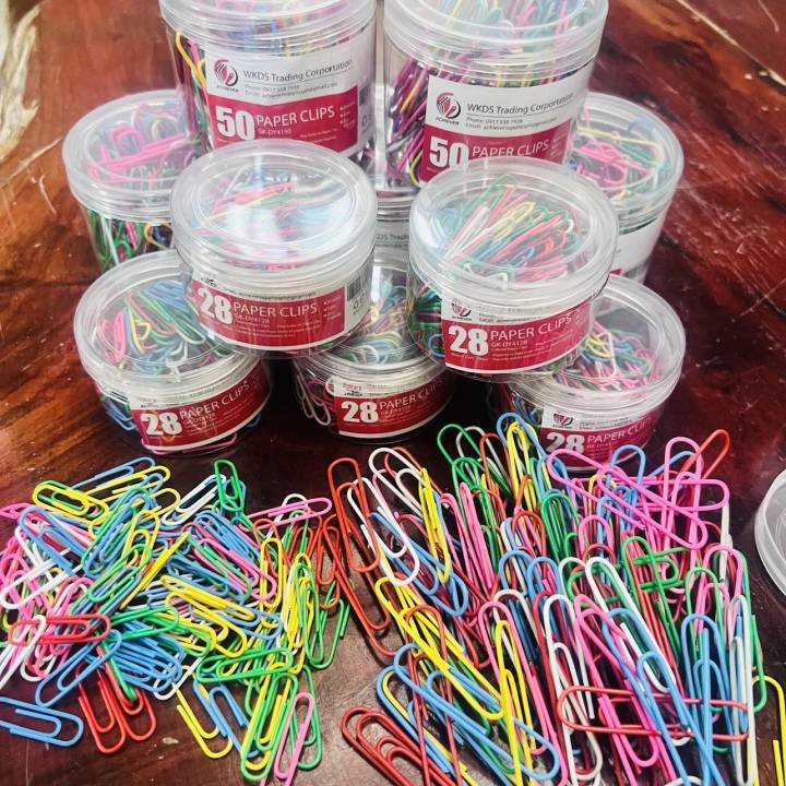 Paper Clips 28mm (120pcs) /50mm (100pcs) Assorted Color with plastic ...