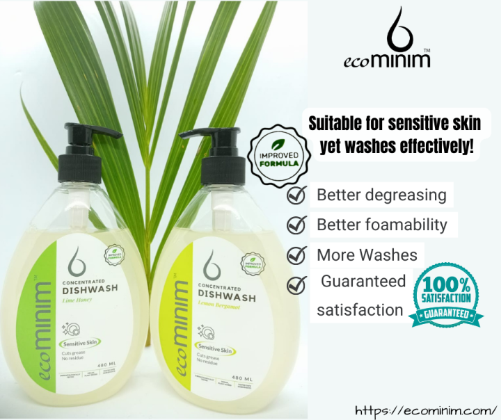 Ecominim Dishwash Liquid Lime Honey 480mL | Plant Based, No SLES/SLS ...