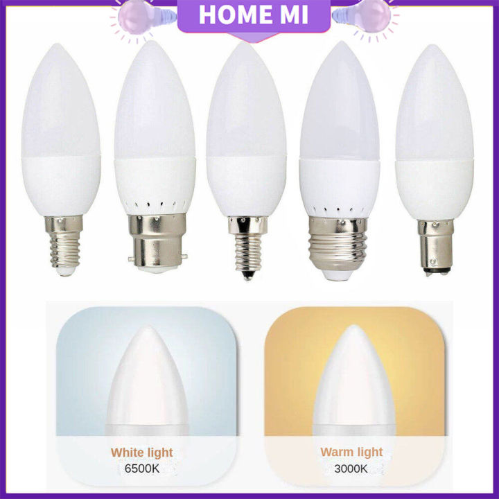 HOME MI Led Tip Bulb Candle Lamp Light E27 E14 E12 B22 B15 Bulbs Chandelier Bulb Cool Warm White ...