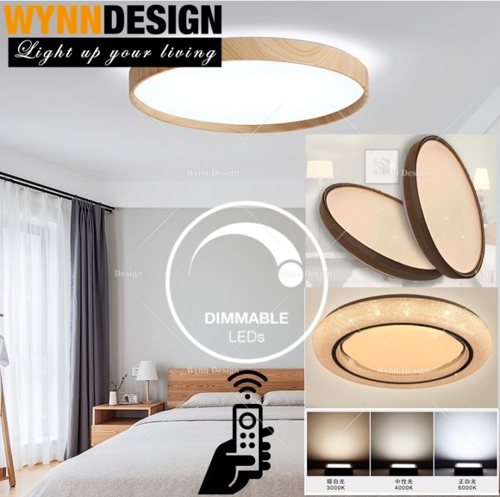 Wynn Design 50cm Modern 3 Colour Led Panel Light Lampu Hiasan Wood ...