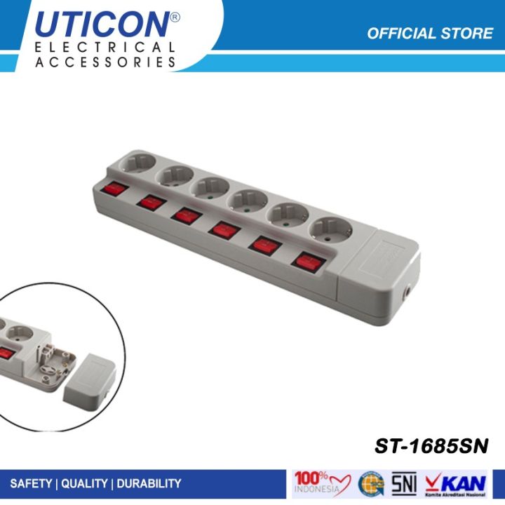 UTICON ST-1685SN Stop kontak 6 lubang dengan Saklar Tersendiri | Lazada ...