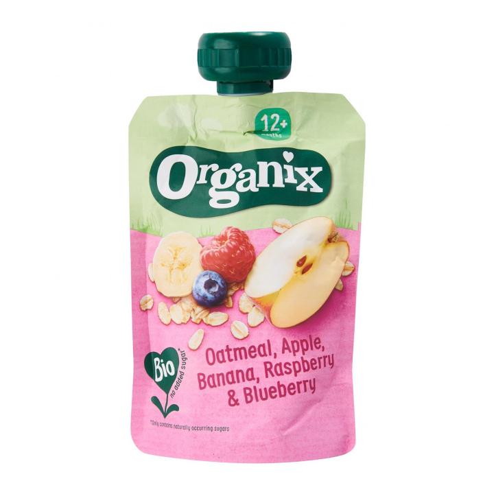 Organix Baby Pouch Oatmeal Apple Banana Raspberry And Blueberry Baby ...