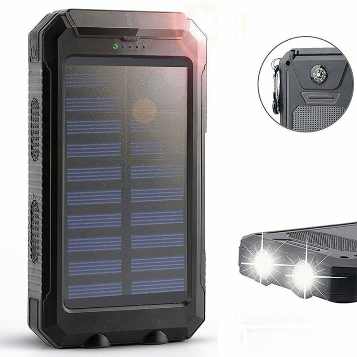 Solar Power bank 80000mah Waterproof Solar Charger 2USB Led Light Power ...