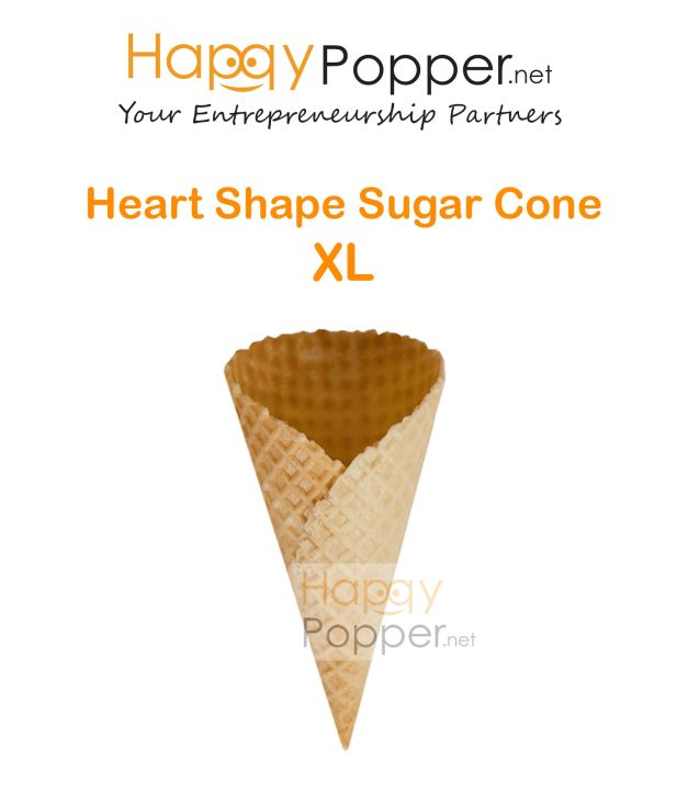 Happypopper Heart Shape Sugar Cone XL 24 Big (24Pcs/Ctn) Aiskrim kon ...