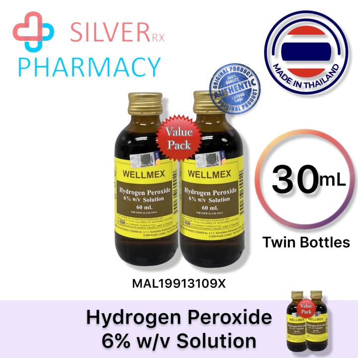 [Exp 11/08/2025] Wellmex Hydrogen Peroxide 6% Solution 60mL [Single ...