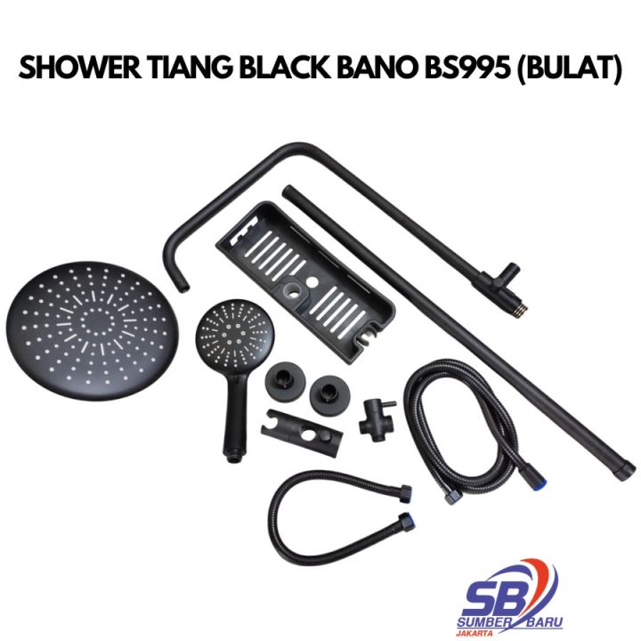 SB Bano Shower Tiang Hitam Bulat Stainless Sower Tembok Dinding BSS ...