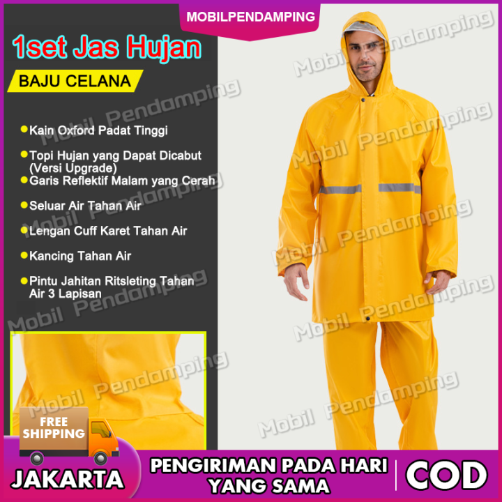 【1SET】Jas Hujan Berkualitas warna kuning Bahan Tebal /RAINCOAT BAJU ...