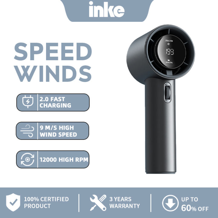 INKE Mini Portable Fan USB Rechargeable Handheld Jet Fan Strong Wind ...