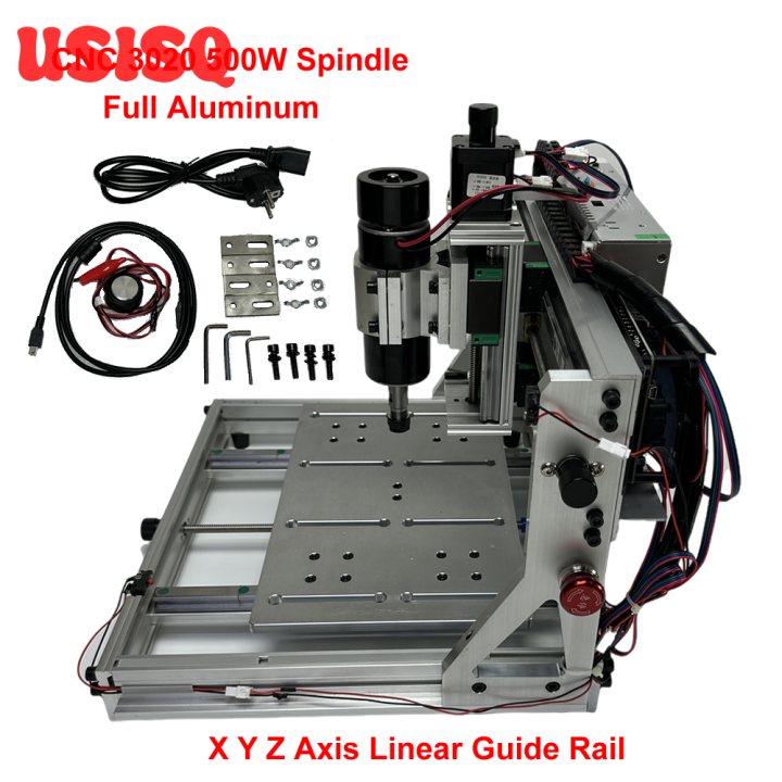 [USISQ] Full Aluminum Linear Guide Rail Mini CNC Router 3020 500W USB CNC Engraving Machine ...