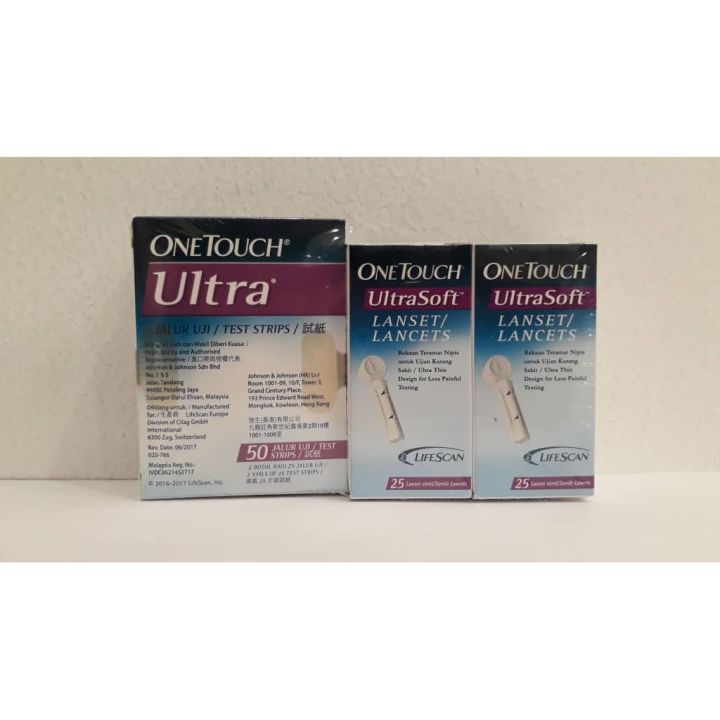One Touch Ultra Test Strips 50's FREE Ultra Lancets 25's (TWINPACK ...