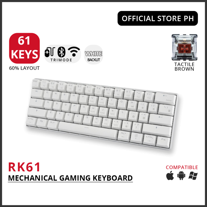 RK ROYAL KLUDGE RK61 Wireless Bluetooth / WIFI / Wired 60% Mechanical ...