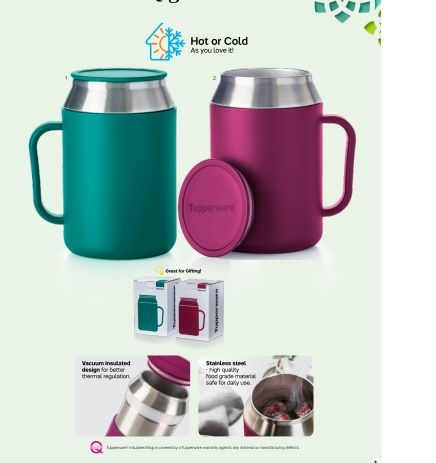 Tupperware :Insulated Mug Tupperware (1) 400ML Peacock/Purple | Lazada