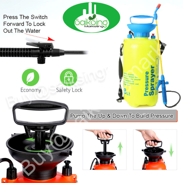 8L MULTIPURPOSE GARDEN PRESSURE SPRAYER PRESSURE PUMP CHEMICAL SPRAYER ...