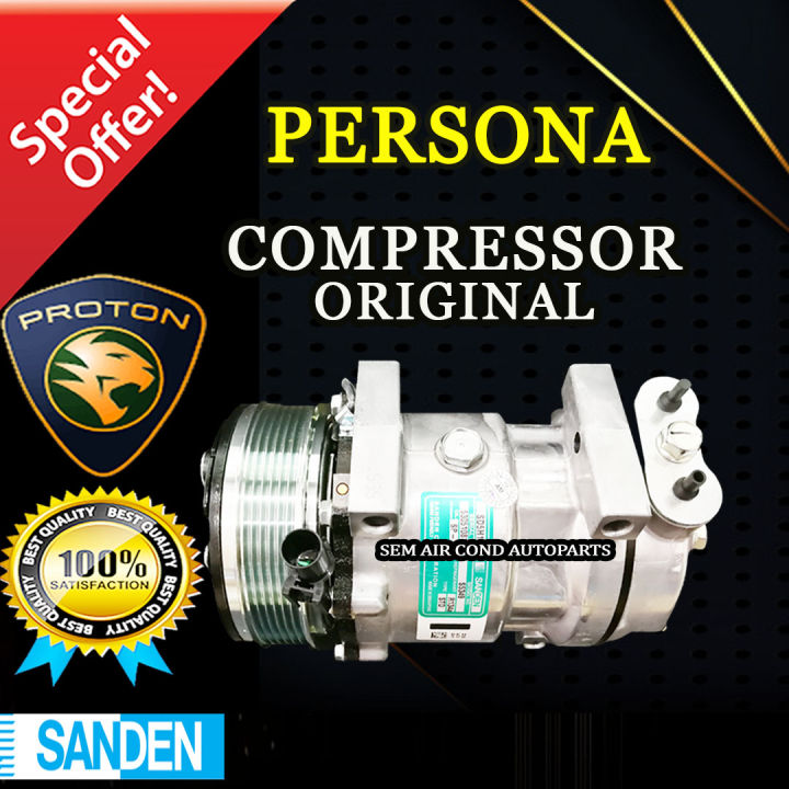 PROTON PERSONA OLD MODEL ORIGINAL SANDEN SD 6PK COMPRESSOR/ KOMPRESOR ...