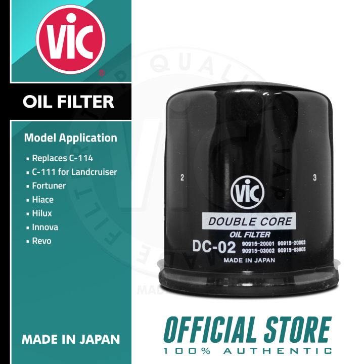 VIC Double Core Oil Filter DC-02 Replaces C-114, C-111 for Toyota ...