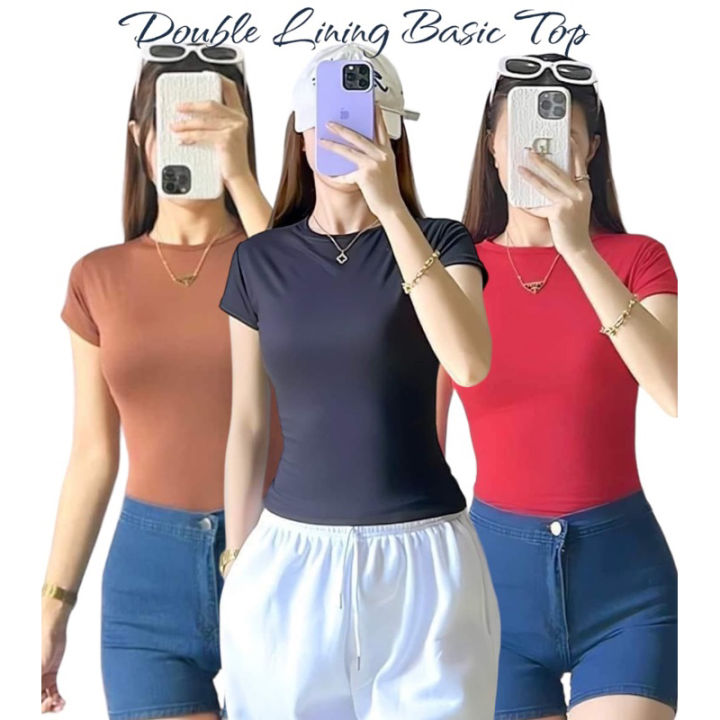 Basic double lining top | Lazada PH
