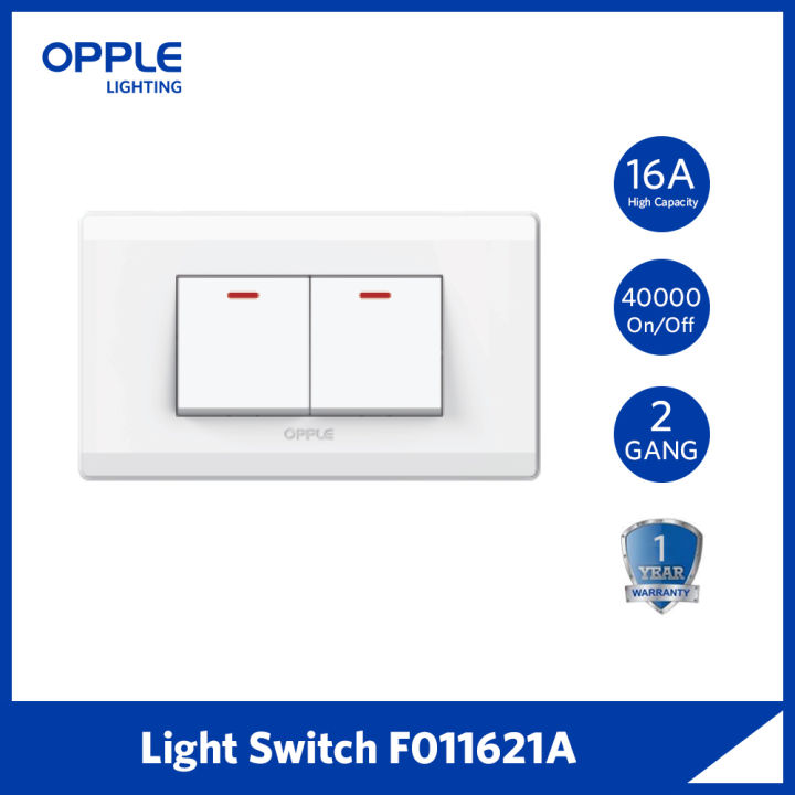 OPPLE 2 Gang 1 Way Wall Switch White and Dark Grey F011621A | Lazada PH