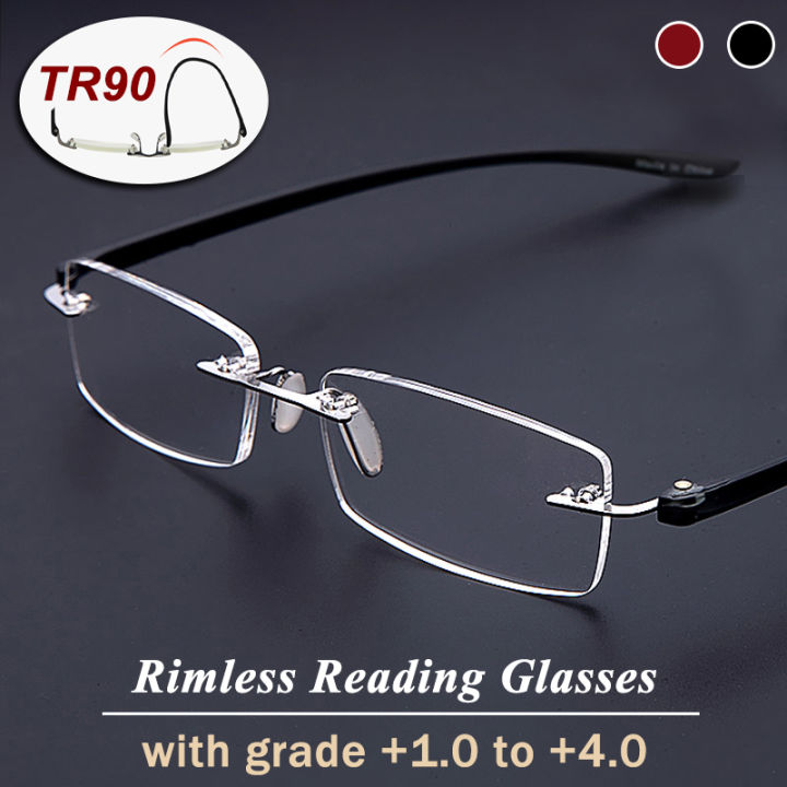 Anti Radiation Reading Glasses For Men TR90 Frameless Eyeglasses Women ...
